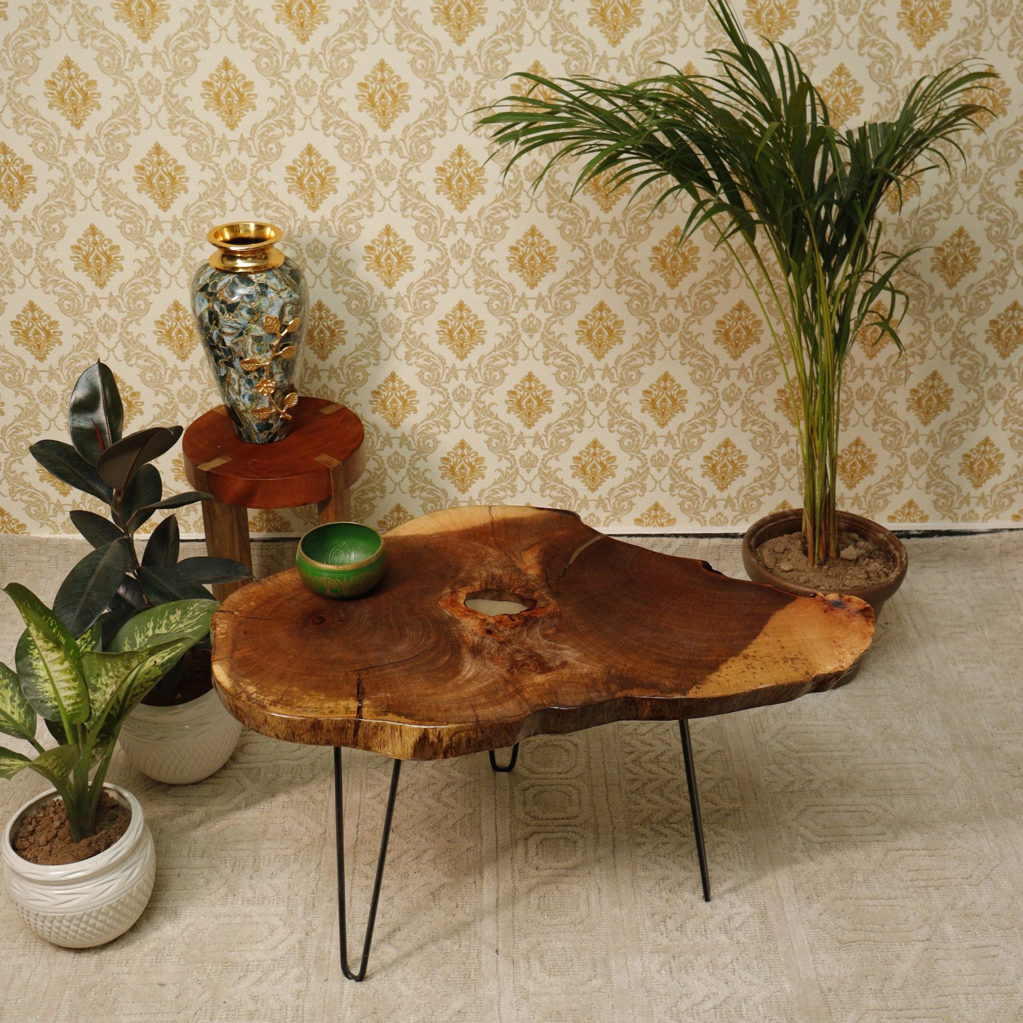 Live Edge Rustic Oak Wood Table – WOODSHASTRA