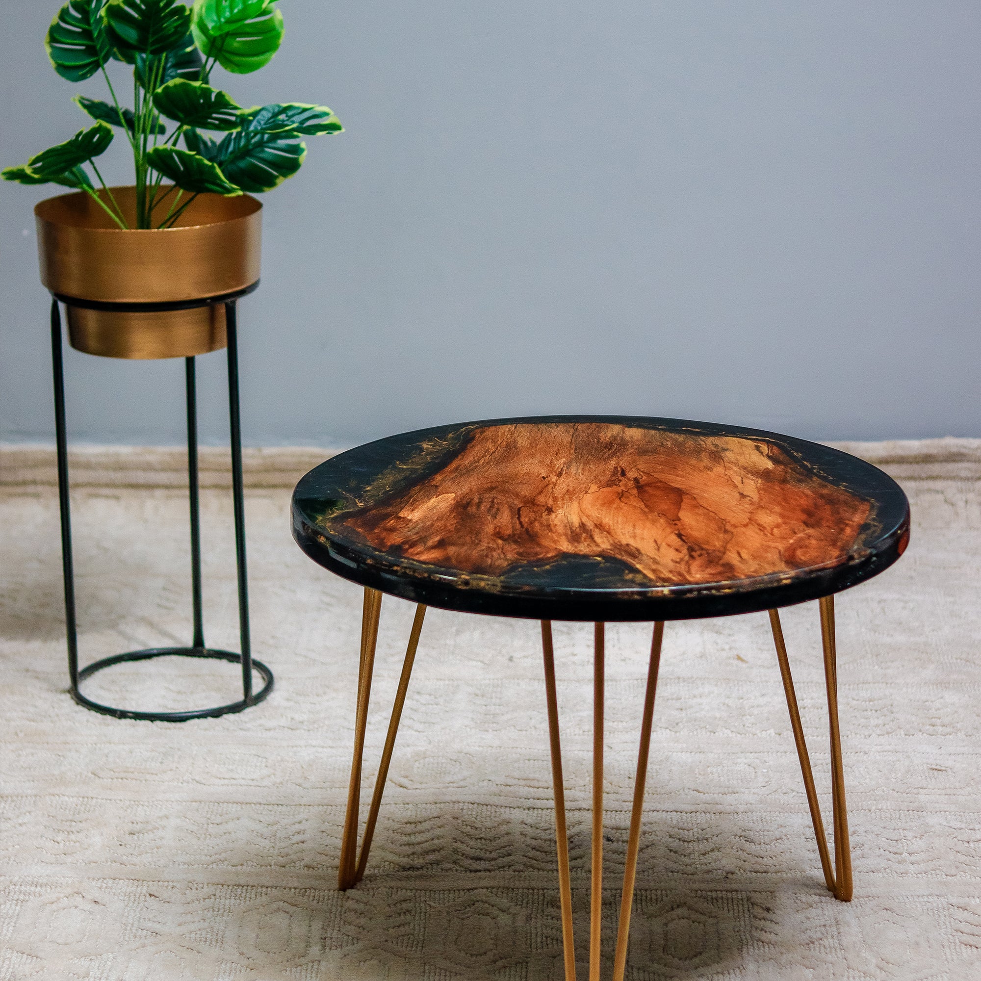 Epoxy Resin Black Metallic Table – WOODSHASTRA